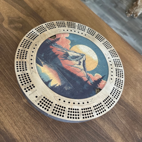 Photo Cribbage Board Gift, Logo, Personalized Round Color Cribbage ...