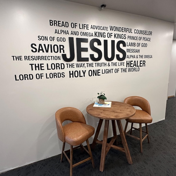 Jesus Wordcloud, Religious Wall Sign, Christian Wall Words, Church ...