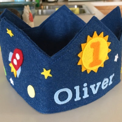 Space Crown, Felt Birthday Crown, Space Party Hat, Space Party Decor ...