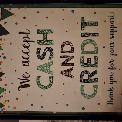 We Accept Cash and Credit Cards Sign, Cookie Booth Printable, Cookie ...