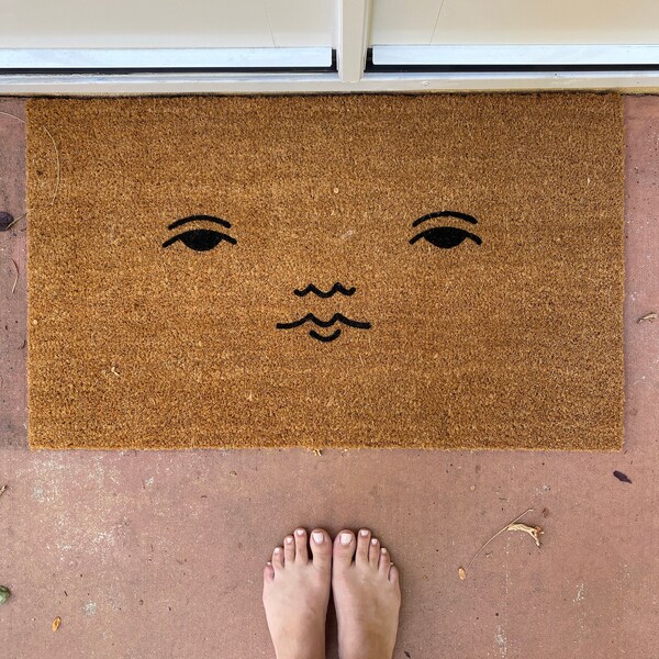 Face Doormat . Welcome Mat . Gift for Her . Coir Mat . Custom Door Mat ...
