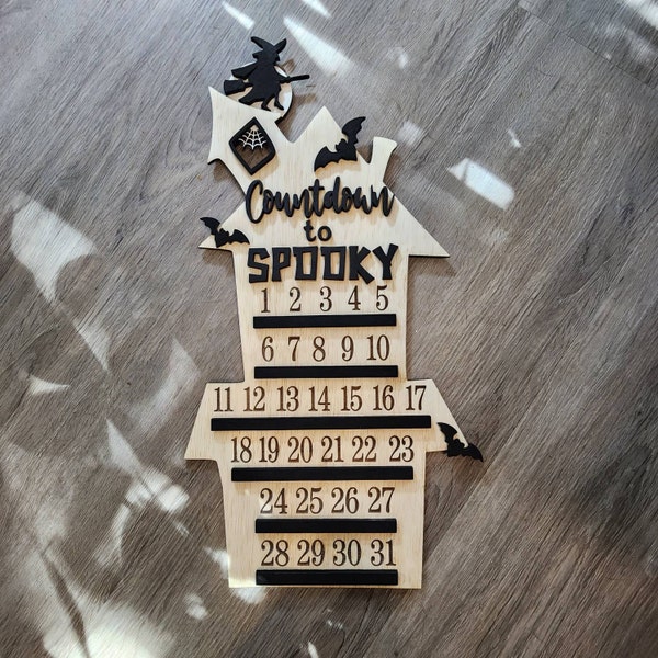 Countdown to Spooky Halloween Calendar Ghost SVG Laser File Wood ...