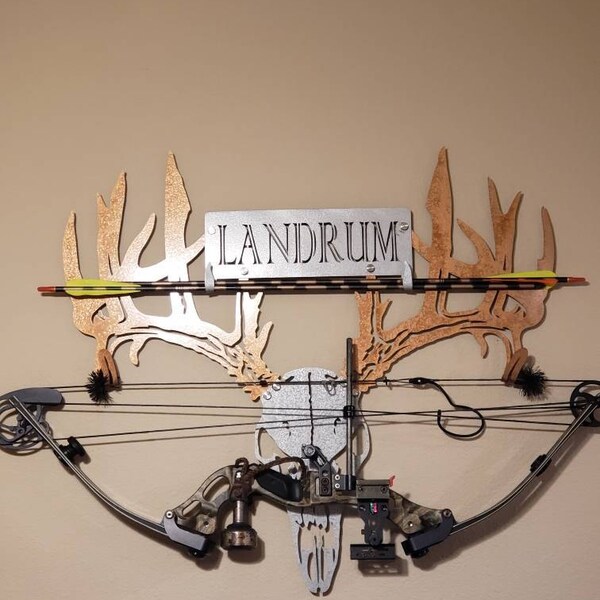 Deer Skull Rifle or Shotgun Rack, Custom Name or Logo Integration ...
