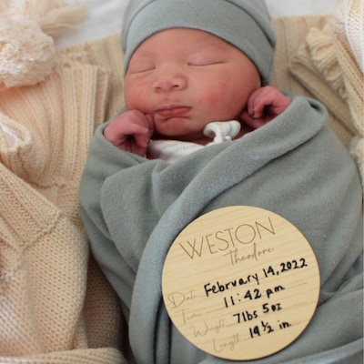 Baby Birth Announcement Sign, Birth Announcement Circle, Baby Birth ...