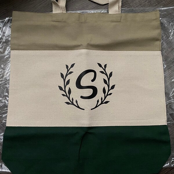 Initial Tote Bag, Monogram Tote Bag, Gift for Her, Custom Womens Canvas ...