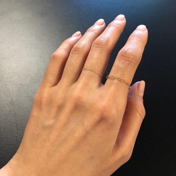 Chain Ring / Flat Bar Link Chain Eternity Band Ring / Gold Rings ...