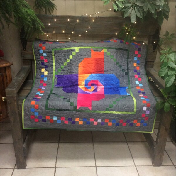 Jigsaw Quilt.patchwork Quilt.handmade Bright Quilt.jig Saw Quilt. Scrap ...