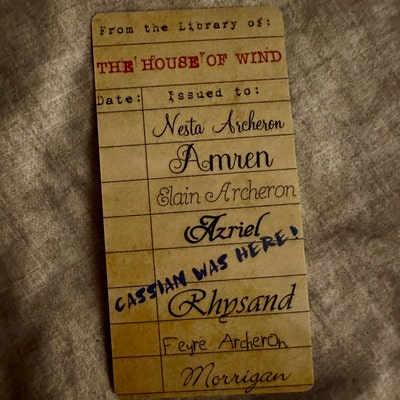ACOTAR House of Wind Library Card Bookmark A Court of Thorns and Roses ...