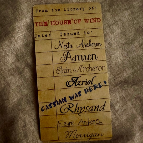 ACOTAR House of Wind Library Card Bookmark | A Court of Thorns and ...