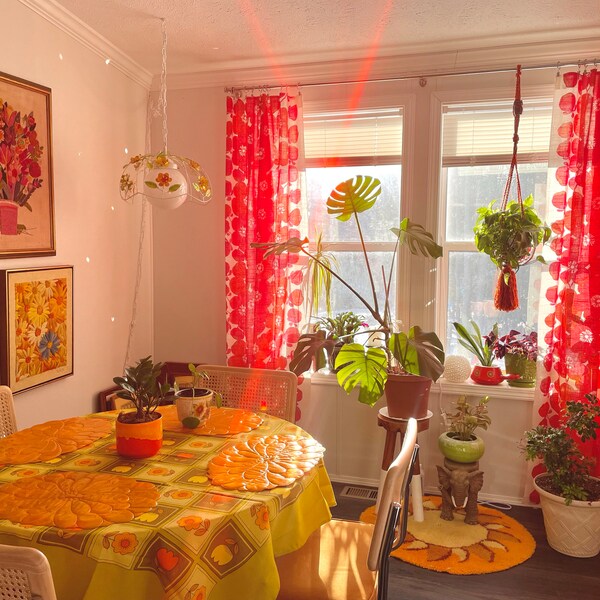 Scandinavian Vintage Curtains. Retro Net Curtains in Amazing Woven ...