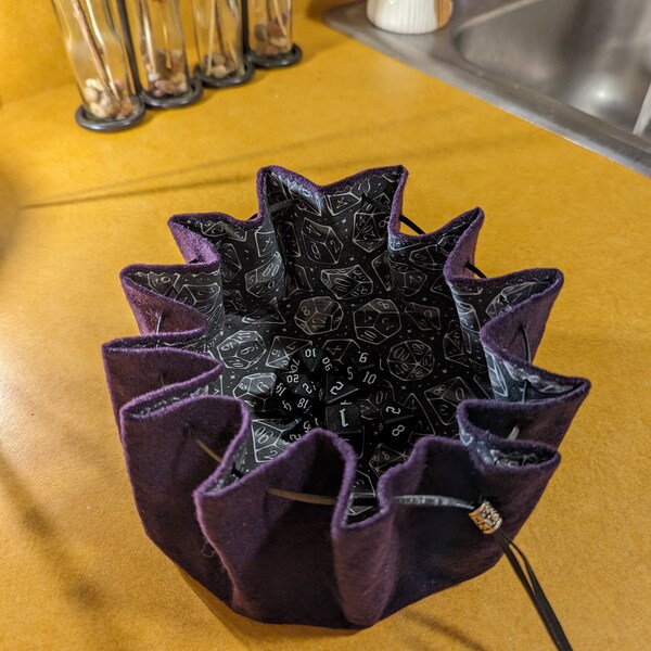 Felt Dice Bag / Tray-in-one 63 Geeky Fabric Choices Dice Set INCLUDED ...