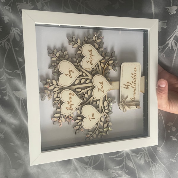 Personalised Birch Wood Family Tree Frame – Grandparent Gift, Father’s ...