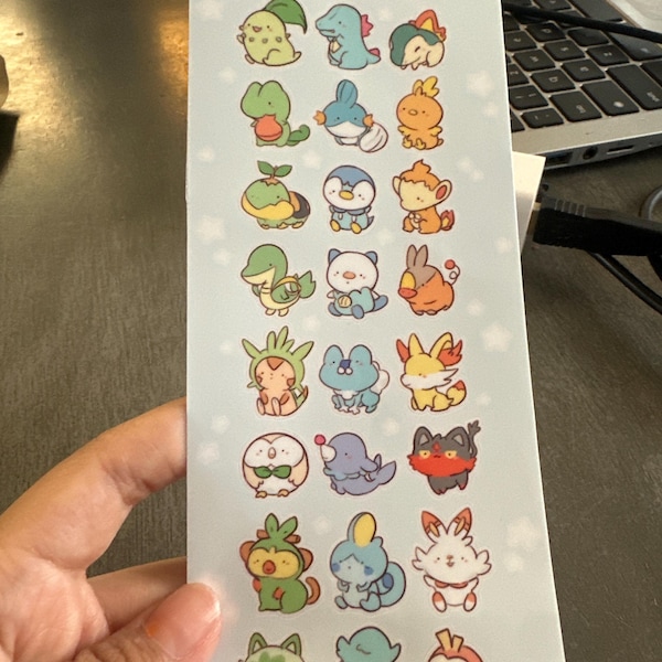 Pastel Tiny Derpy Poke Gen 1-9 Starters Sticker Sheet | 27 Stickers! - Etsy