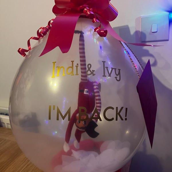 Personalised Elf Arrival Balloon DIY Balloon Kit POP ME Balloon Suprise ...