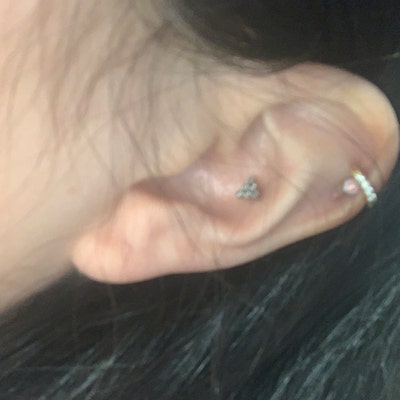 Triangle Conch Earring Tiny Geometric Cartilage Labret Triple Helix ...