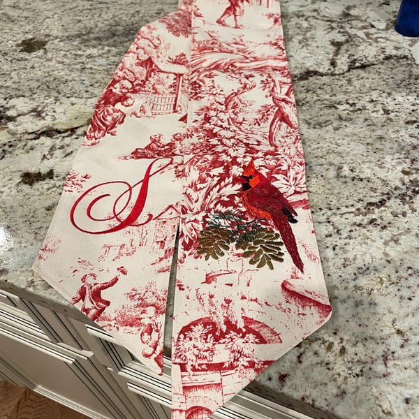 Cardinal Red Toile Holiday Wreath Sash for Front Door, Custom Monogram ...
