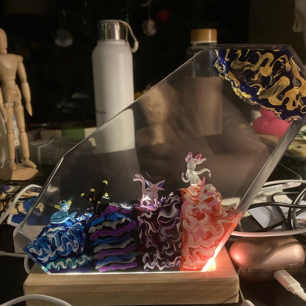 Resin Lamp Eevee Evolution, Pokemon Gifts, Custom Night Light, Resin ...