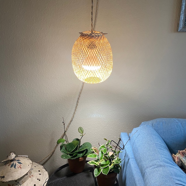 Minimalist Bamboo Lampshade, Extra Small Bamboo Lampshade Pendant Light ...
