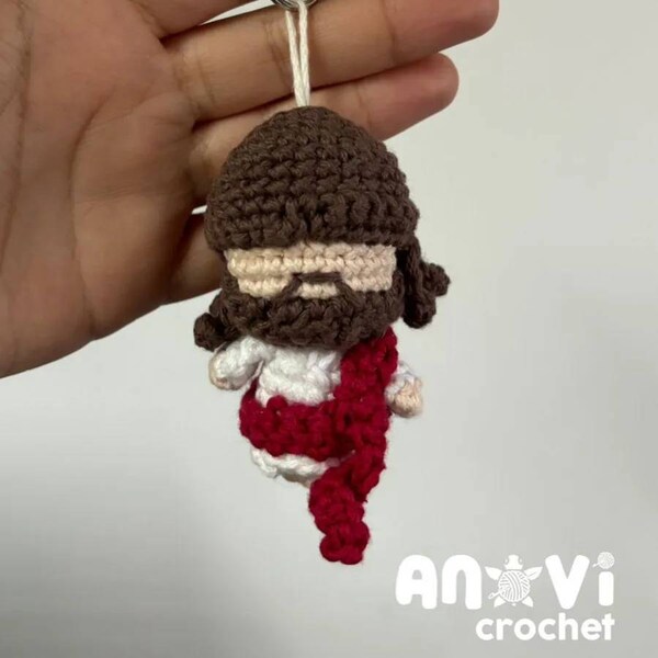 Crochet Pattern for a Jesus Keychain. (pattern in Spanish and ENGLISH ...
