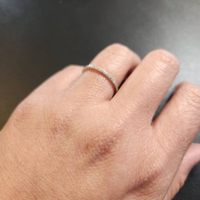 Floating Bubble Wedding Band Women / Single Prong Set Full Eternity ...