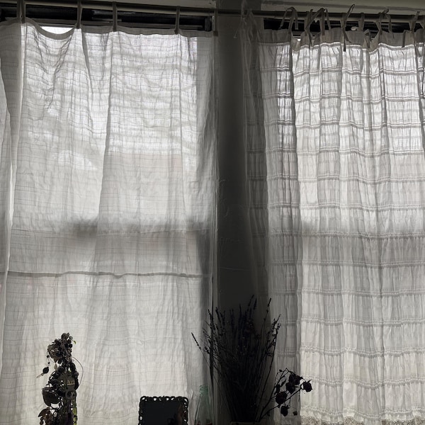 French Country Cotton Curtain Panel - Shabby Chic Victorian Style - Etsy