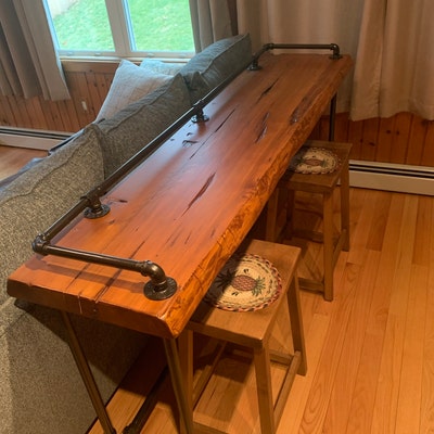 Custom Drink Rail Table, Home Theatre Bar, Reclaimed Wood Bar, Natural ...