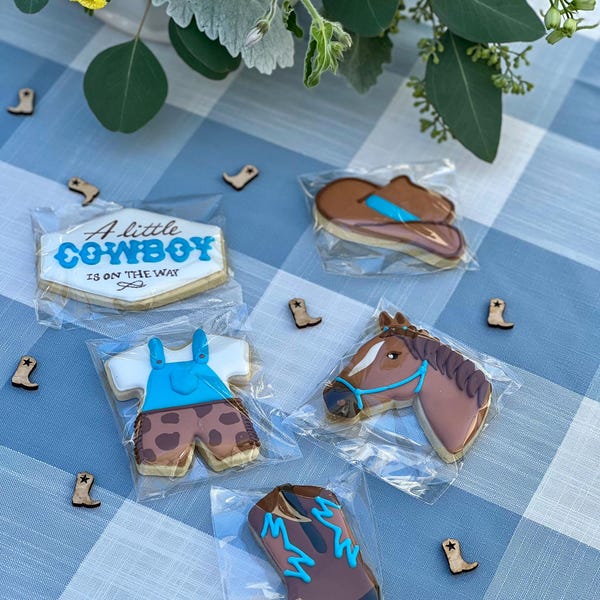1 Dozen ‘A Little Cowboy is on the Way’ Western Themed Royal Icing ...