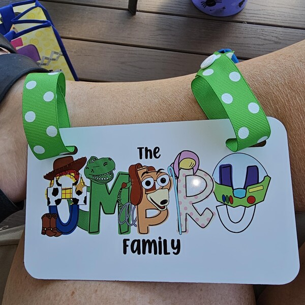 Personalized Family Name Stroller Tag, Amusement Theme Park Sign for ...