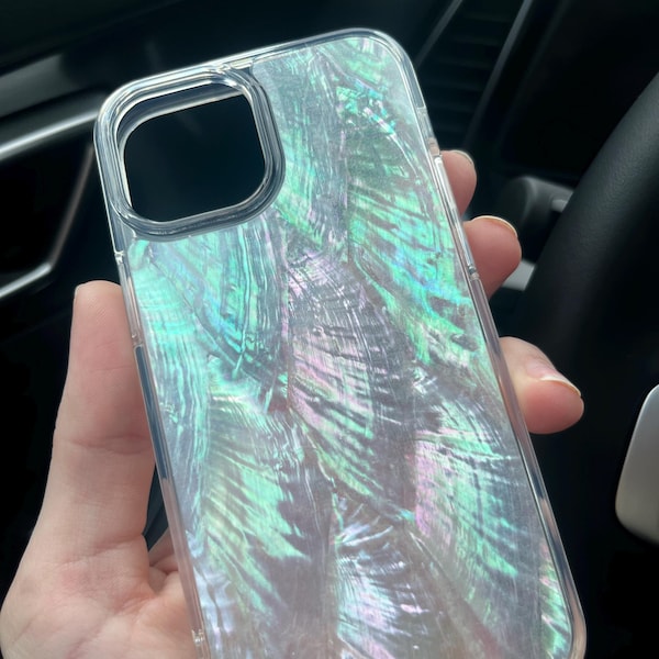 White Pearl - Real Mother of Pearl Phone Case, iPhone 16 15 14 13 Pro ...