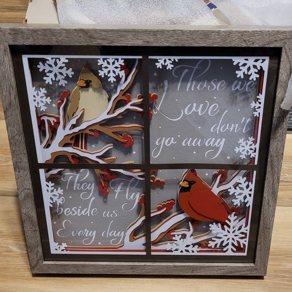 Cardinals Outside Window Shadow Box SVG / Memorial Shadow Box/ Cardinal ...