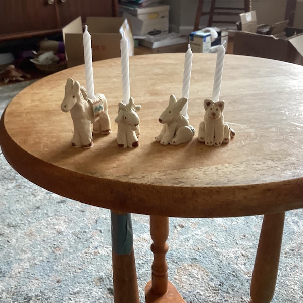 Woodland Animals Birthday Candle Holders, Unicorn, Squirrel, Skunk ...