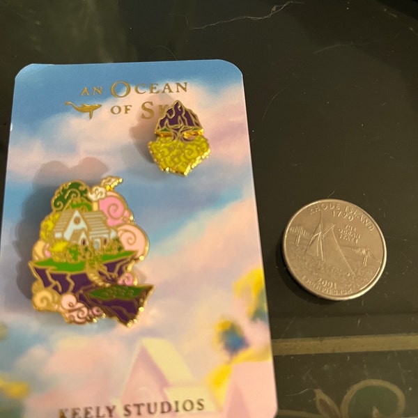 Gold Ocean of Sky Floating Islands Hard Enamel Mini Pin Set - Day ...