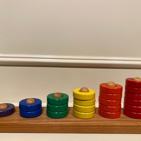 Wooden Toy Ring Stacker - Rainbow Stacker - Montessori - Waldorf - Etsy