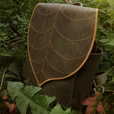 Green Cork Leather Leaf Backpack Made From Plant Based - Etsy Canada