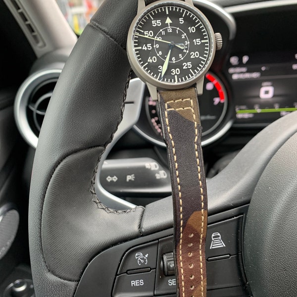Leather Watch Strap Racing Rally Style Strap 18mm, 20mm, 22mm England ...