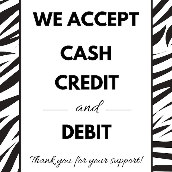 Printable Payment Methods Sign | Vendor Fair Credit Card Sign (digital ...