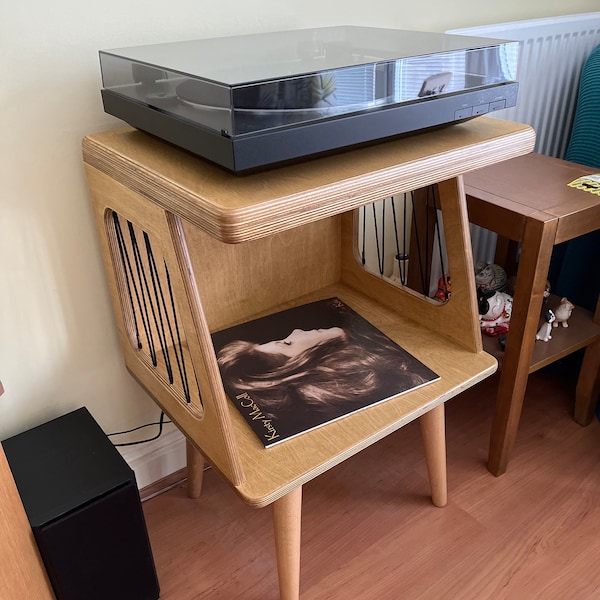 Mid Century Modern Record Player Table / Vinyl Records Storage Unit ...