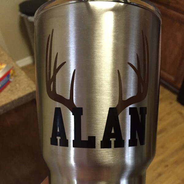 Deer Horns - NAME Decal for Yeti Colsters, Tumblers, Coolers, Window ...