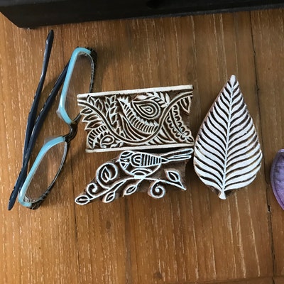 Hand Carved Wooden Block Leaf Pattern Printing Block Wooden - Etsy