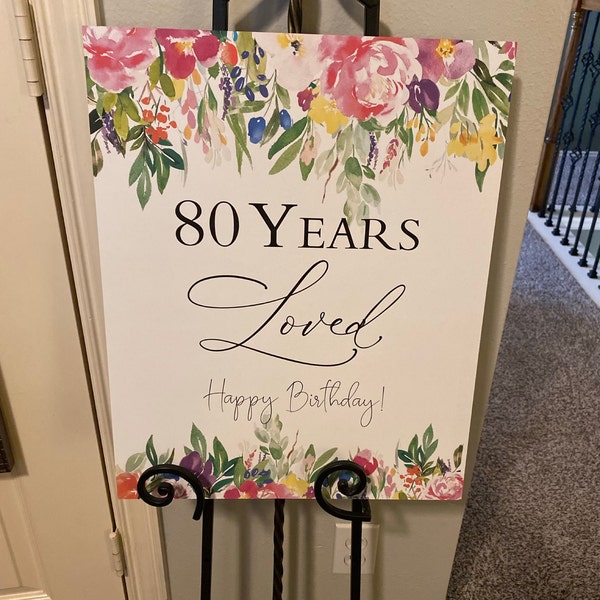 90 Years Loved Sign, Birthday Welcome Sign, 90th Birthday Decor, Custom ...