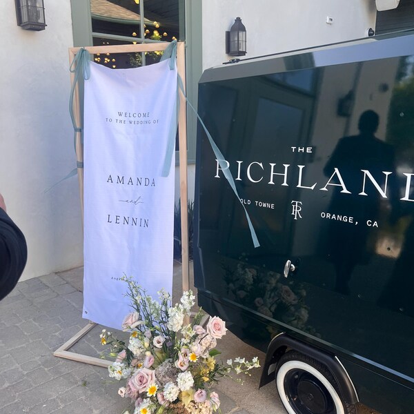 Fabric Wedding Welcome Sign Modern Wedding Welcome Sign Fabric Linen ...