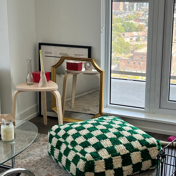 Green and White Checkered Rug Beniourain Rug Checker Rug, Checkered ...