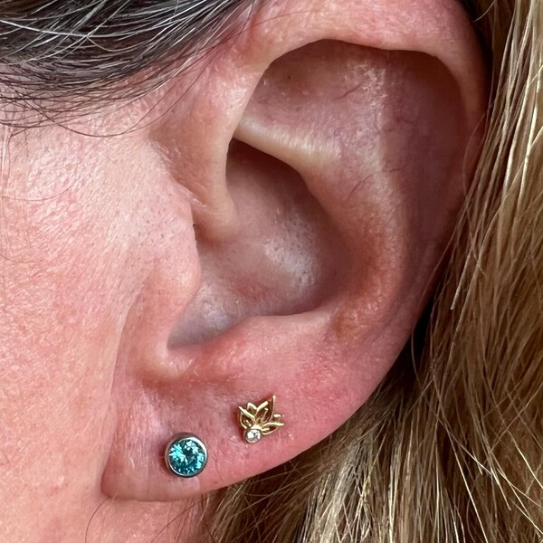 ASTM F136 Titanium Gem Bridge Conch Hoop, Conch Earring, Double Conch ...