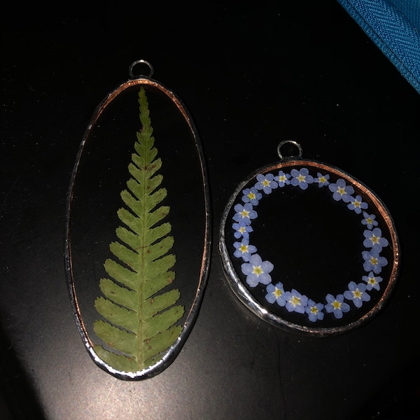 Glass Pressed Round Circle Flower Frame - Forget Me Not - Blue - Wall ...