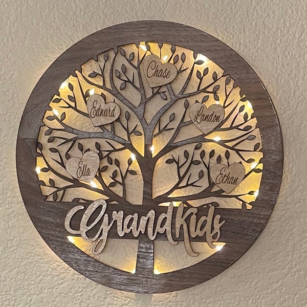Grandkids Family Tree-family Tree-grandkids-tree-home Decor-gift ...