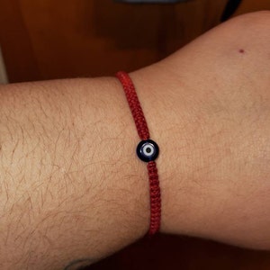 Bracelet CZ Red String Evil Eye Black Macrame Evil Eye | Etsy