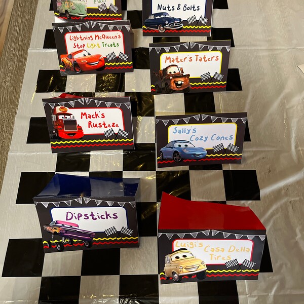 Cars Food Labels Instant Download, Cars Chalkboard Food Tent Cards ...