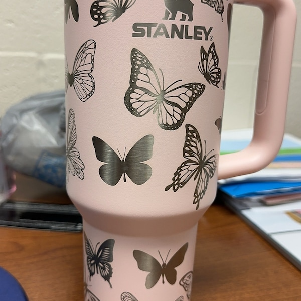 Stanley Butterfly Pale Lime Green 40oz Custom Laser Engraved Authentic ...