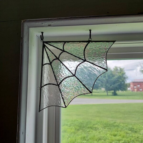 Stained Glass Spider Web Corner Suncatcher: Window Decoration - Etsy UK