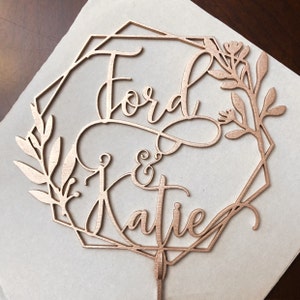 Personalized Names Wedding Cake Topper Geometric Custom Unique First ...